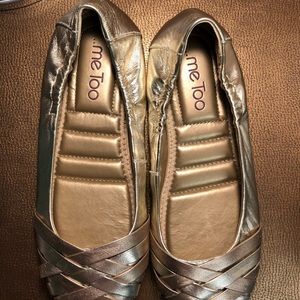 me too | Shoes | Fantasy Ballet Flats Gold Metallic Round Toe Ankle ...
